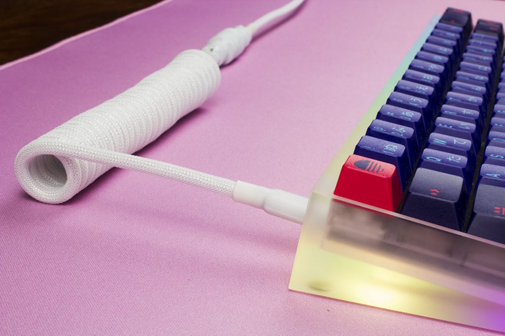 White Coiled Cable for Mechanical Keyboard Enthusiast Series - Tez Cables